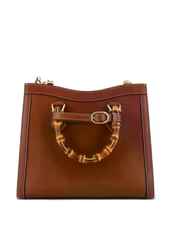 Gucci Diana Nm Logo Bamboo Handle Tote Embossed Leather Small Shoulder Bag