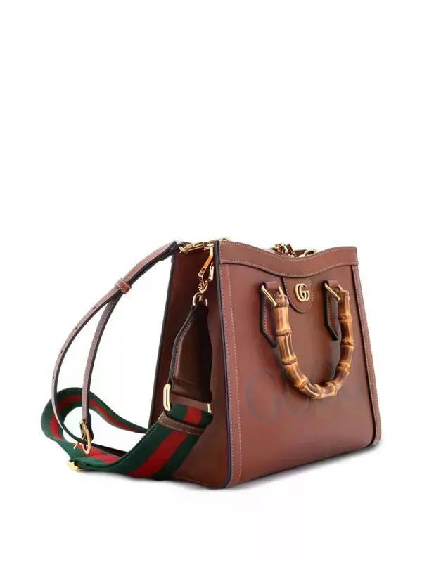 Gucci Diana Nm Logo Bamboo Handle Tote Embossed Leather Small Shoulder Bag