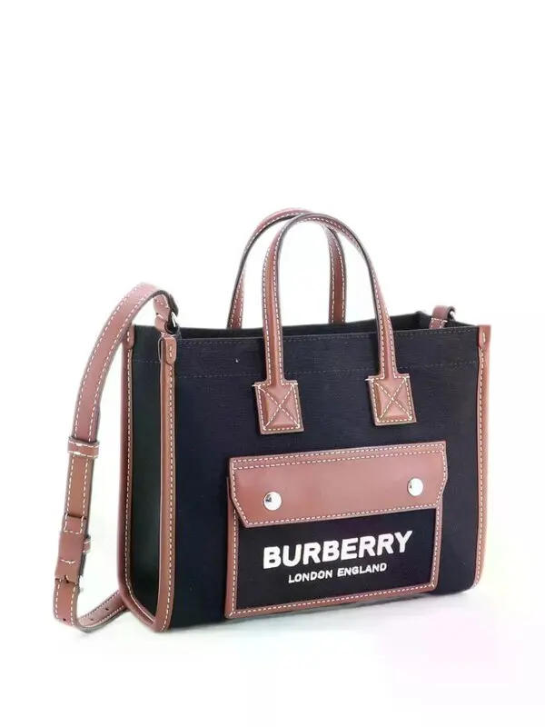 Burberry Freya Shopping Tote Canvas With Leather Mini Shoulder Bag