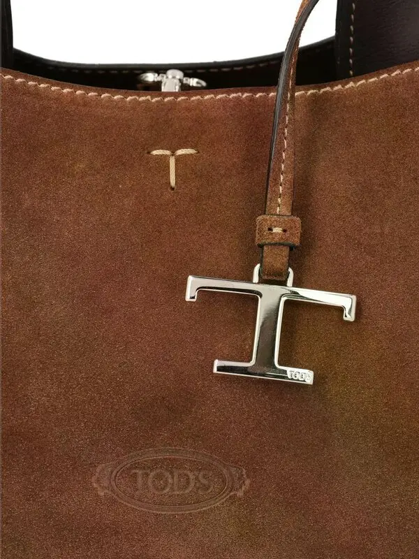 TOD'S T Timeless Suede Tote Bag - Brown