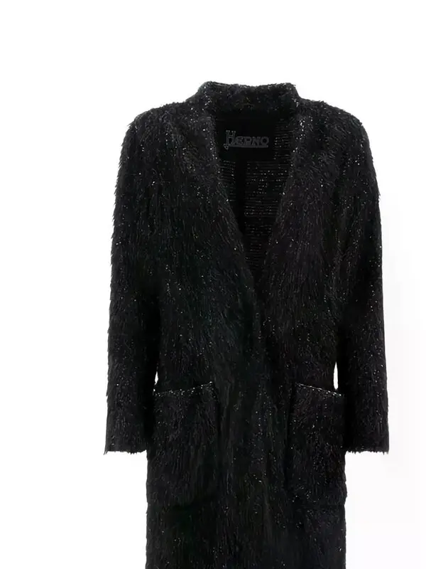 Herno Shaggy-knit Single-breasted Coat
