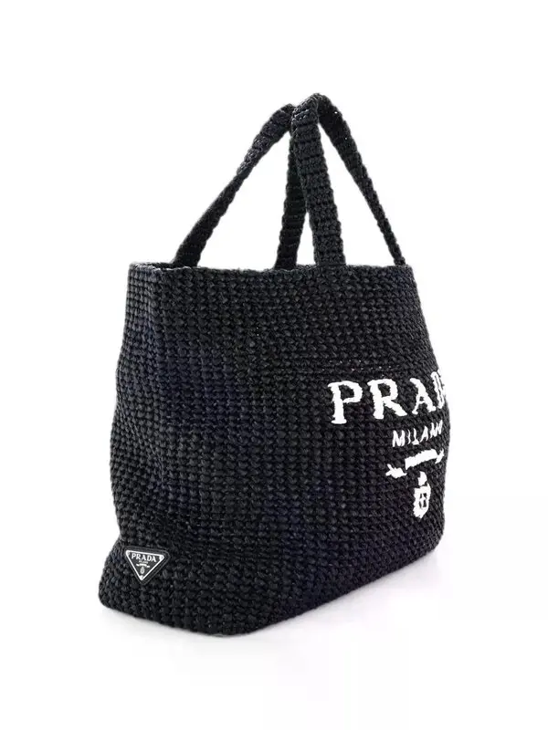 Prada Logo Raffia Large Tote Bag