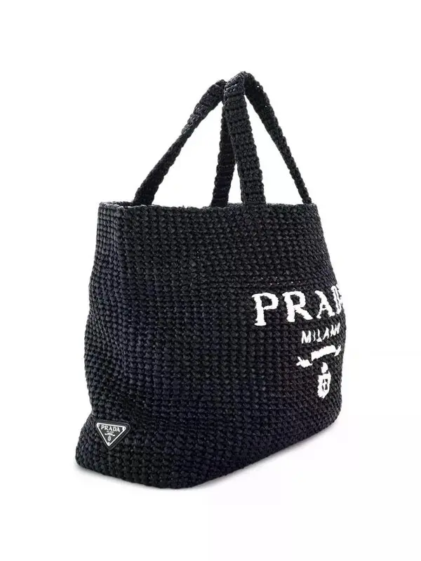 Prada Logo Raffia Tote Bag