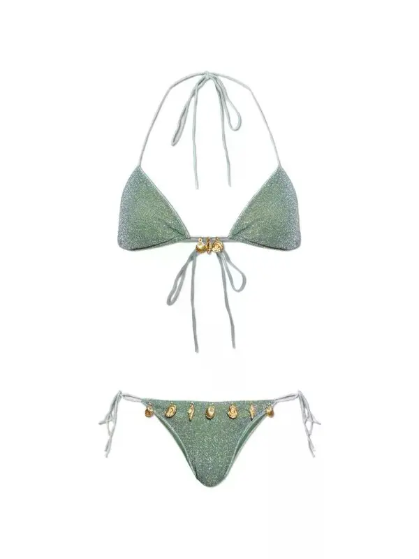 Oseree Lumiere Beads Charm-detail Bikini - Green