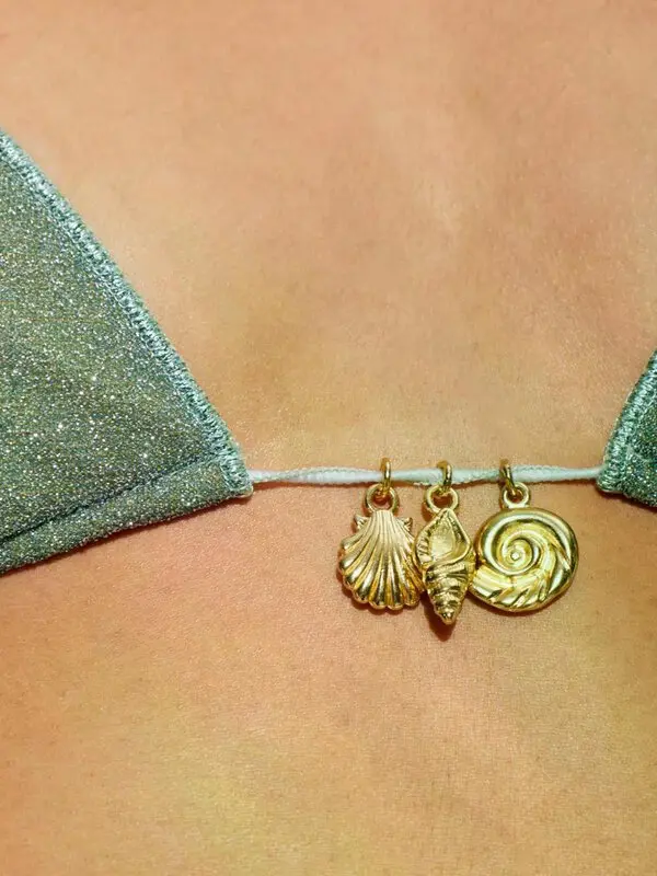 Oseree Lumiere Beads Charm-detail Bikini - Green