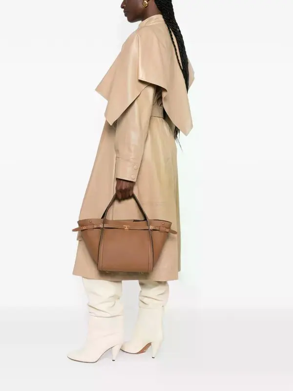 TOD'S Small T Signature Leather Tote Bag - Brown
