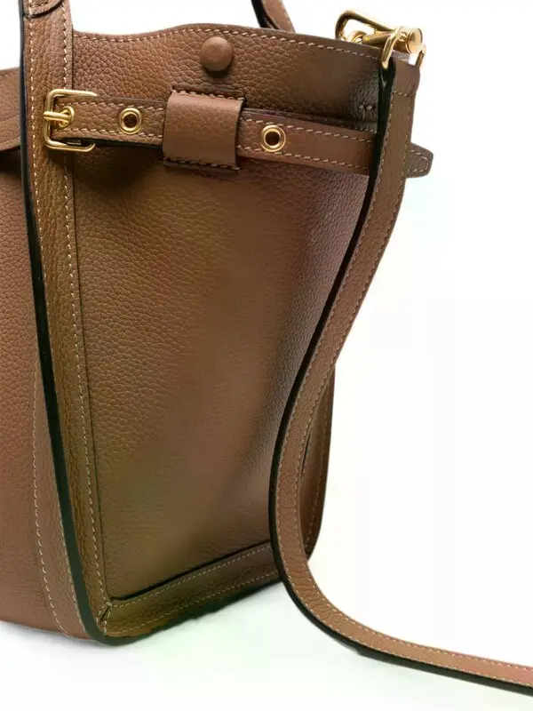 TOD'S Small T Signature Leather Tote Bag - Brown
