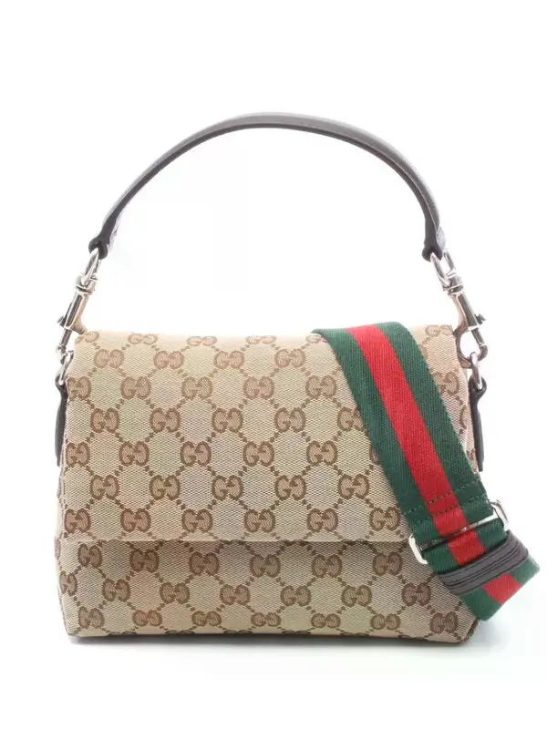 Gucci Gg Supreme Monogram Canvas Handbag With Web Stripe