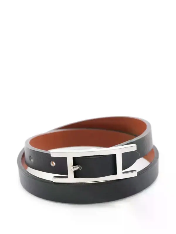 Hermès Leather Bracelet With Silver-tone Hardware - Black