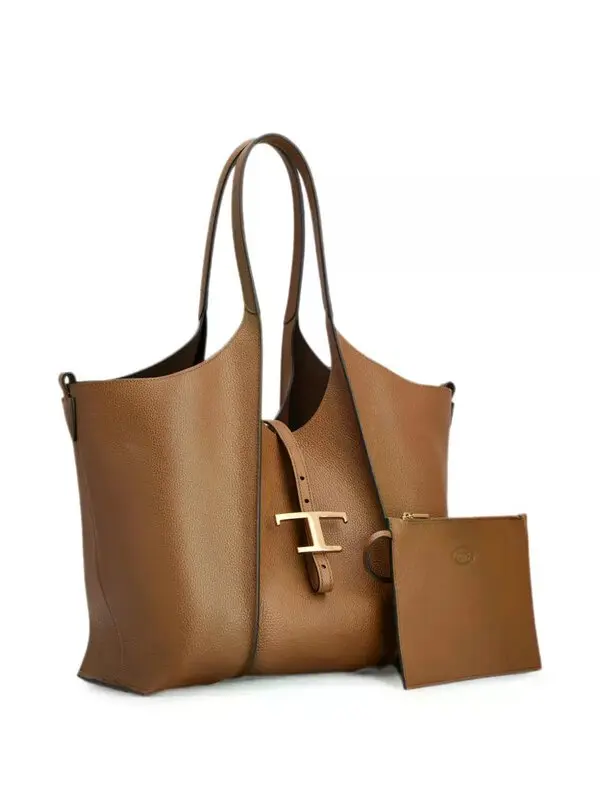 TOD'S T Timeless Shopping Bag In Leather Small - Brown