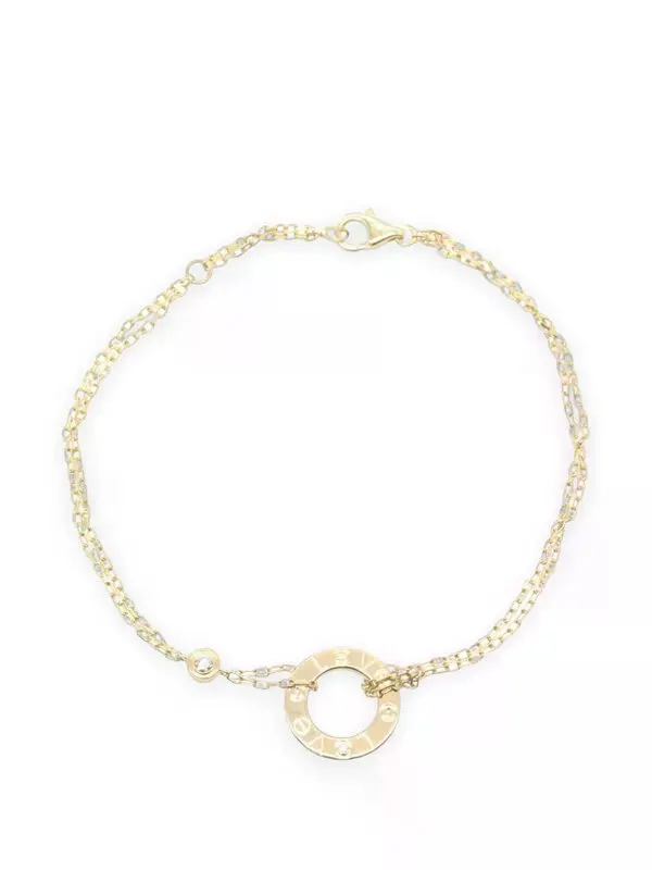 Cartier 18k Yellow Diamond Pave Logo Circle Bracelet - Gold