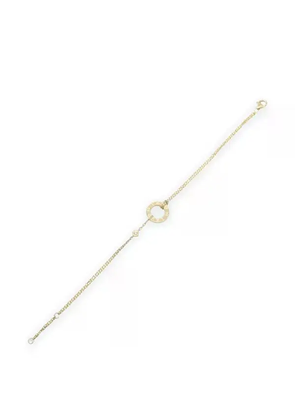 Cartier 18k Yellow Diamond Pave Logo Circle Pendant Cable-link Bracelet