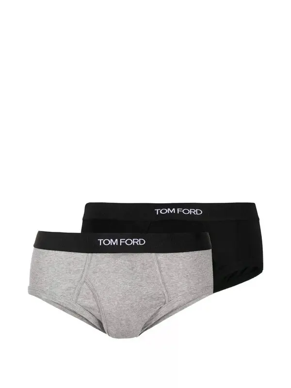 TOM FORD Logo-waistband Briefs - Grey