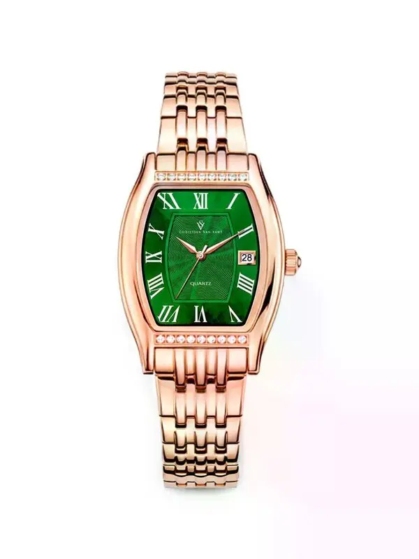 CHRISTIAN VAN SANT Gemma 34mm Watch With Crystal Embellished Bezel - Green