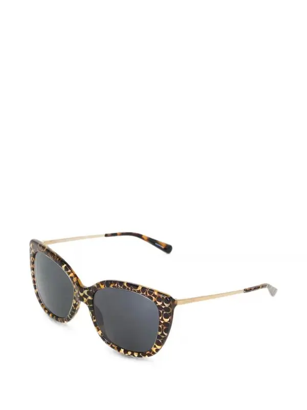 COACH Signature C Geometric Frame Sunglasses - Brown