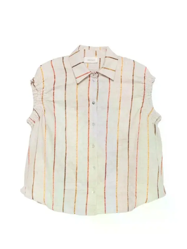 VICOLO Stripe-print Ruffled Shirt