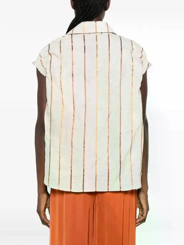 VICOLO Stripe-print Ruffled Shirt