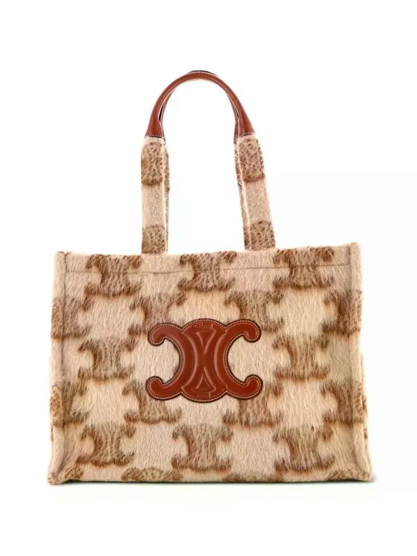 Celine Cabas Thais Triomphe Wool Large Tote Bag - Brown