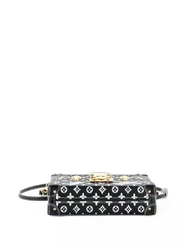 LOUIS VUITTON Petite Malle Handbag Limited Edition Grace Coddington Catogram Canvas Shoulder Bag - Black