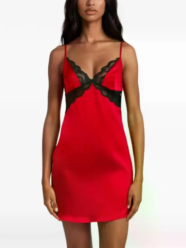 GILDA & PEARL Lace-trimmed Silk Satin Nightdress