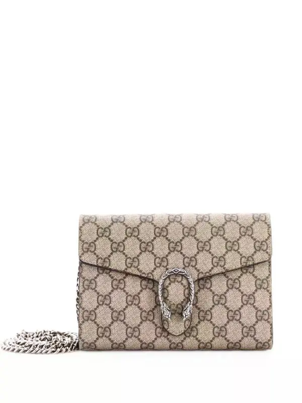 Gucci Dionysus Chain Wallet Gg Coated Canvas Small Crossbody Bag - Brown