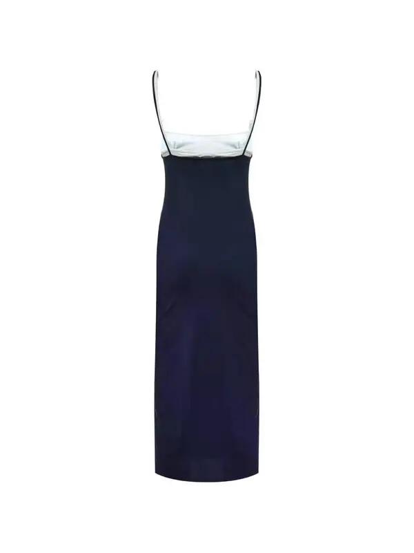 Miu Miu Layered-effect Square-neck Midi Dress - Blue