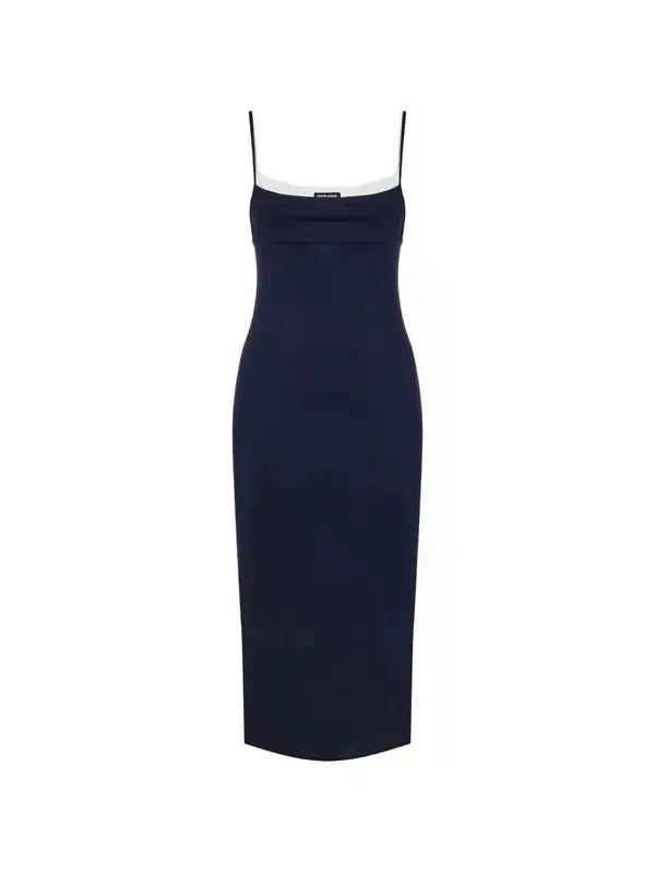 Miu Miu Layered Effect Square Neck Midi Dress - Blue