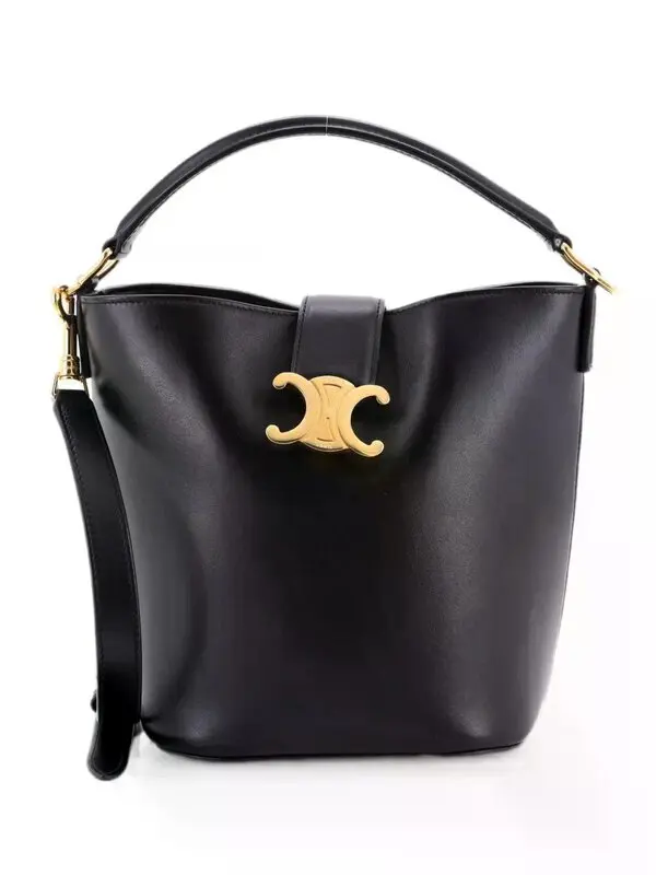 Celine Louise Bag Leather Small Bucket Bag - Black