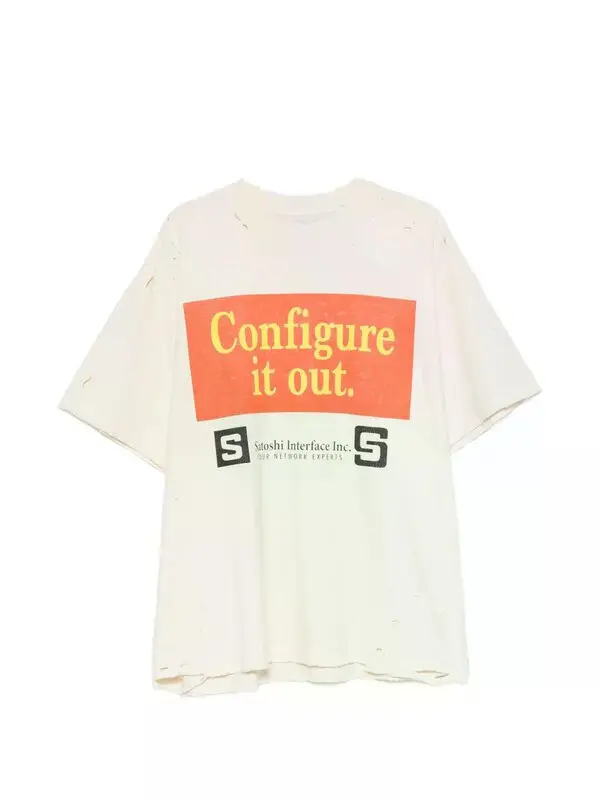 SATOSHI NAKAMOTO Distressed Slogan-print T-shirt