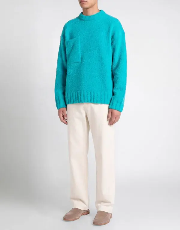 LANEUS Sweater Turquoise Size Merino Wool