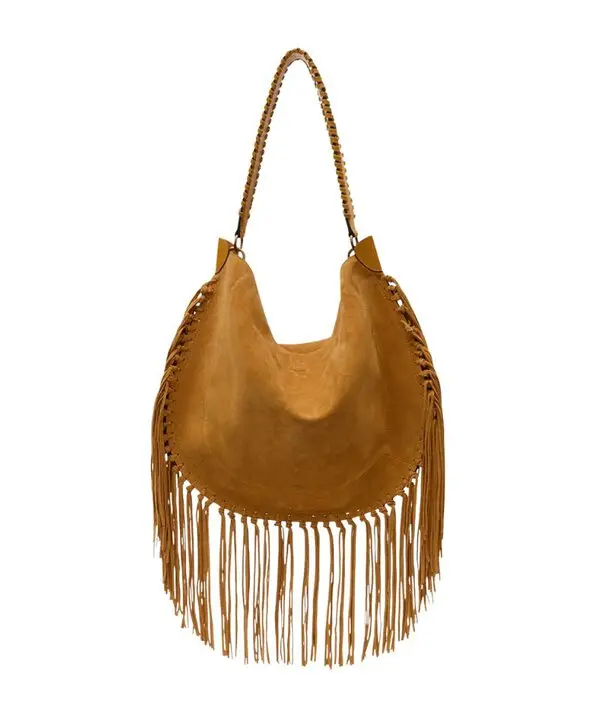 Isabel Marant Étoile Oskan Suede Shoulder Bag With Fringed Trim - Brown