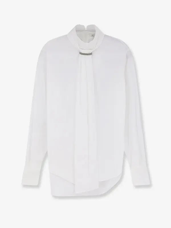 Brunello Cucinelli Cotton Blend Shirt With Monili Detail - White