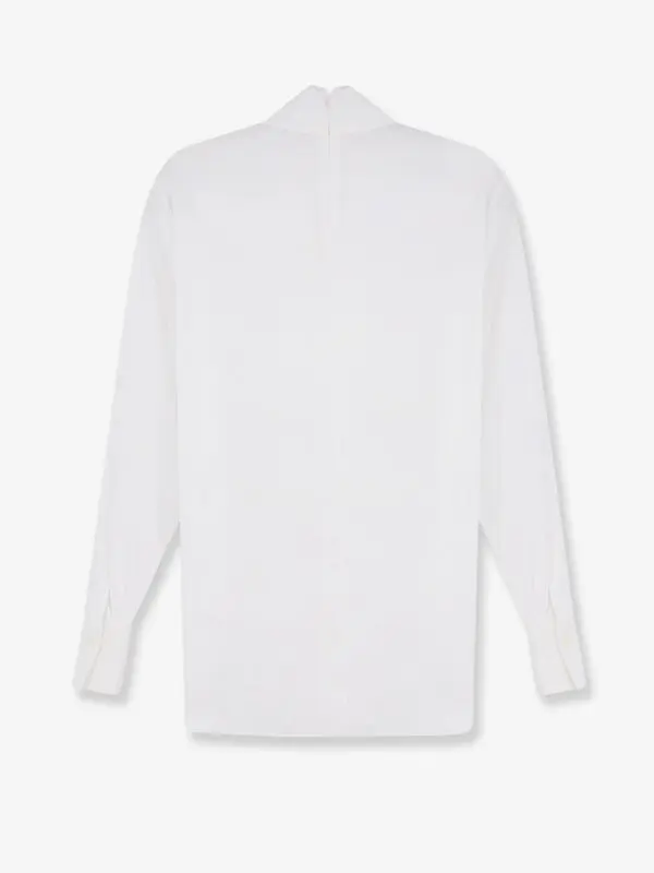 Brunello Cucinelli Cotton Blend Shirt With Monili Detail - White