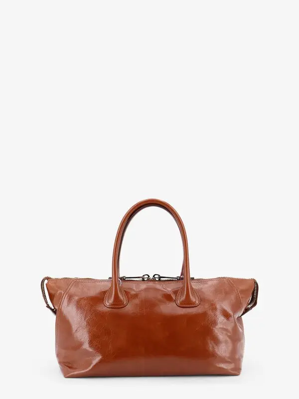 Miu Miu Shiny Leather Handbag With Embossed Lettering Logo