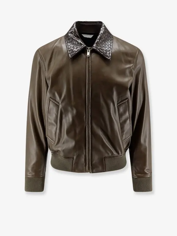 Bottega Veneta Leather Jacket With Ibntrecciato Detail