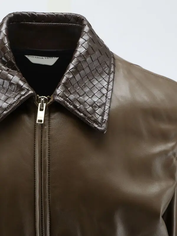 Bottega Veneta Leather Jacket With Ibntrecciato Detail