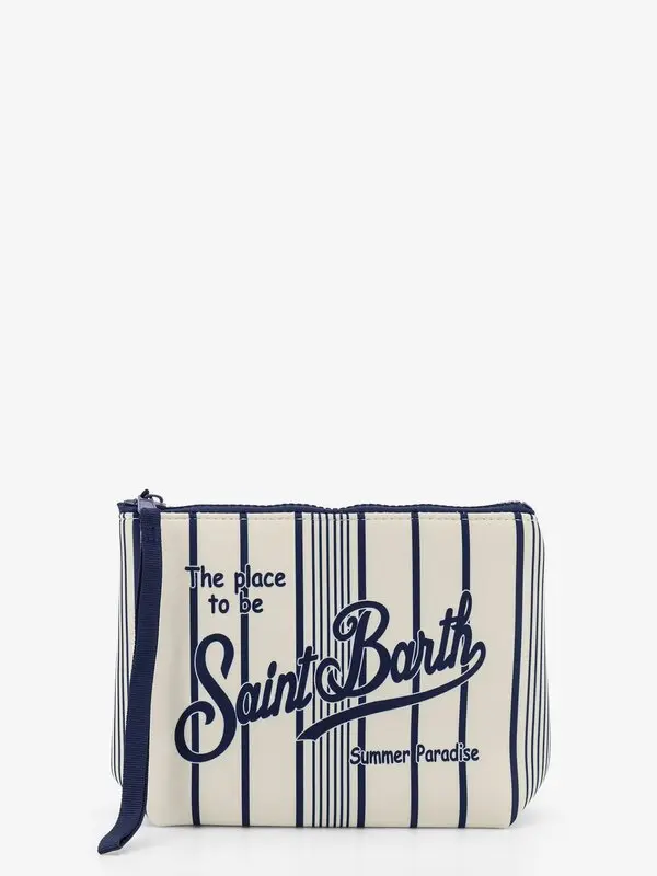MC2 SAINT BARTH Aline Scuba Clutch With Striped Pattern And Grosgrain Side Tie