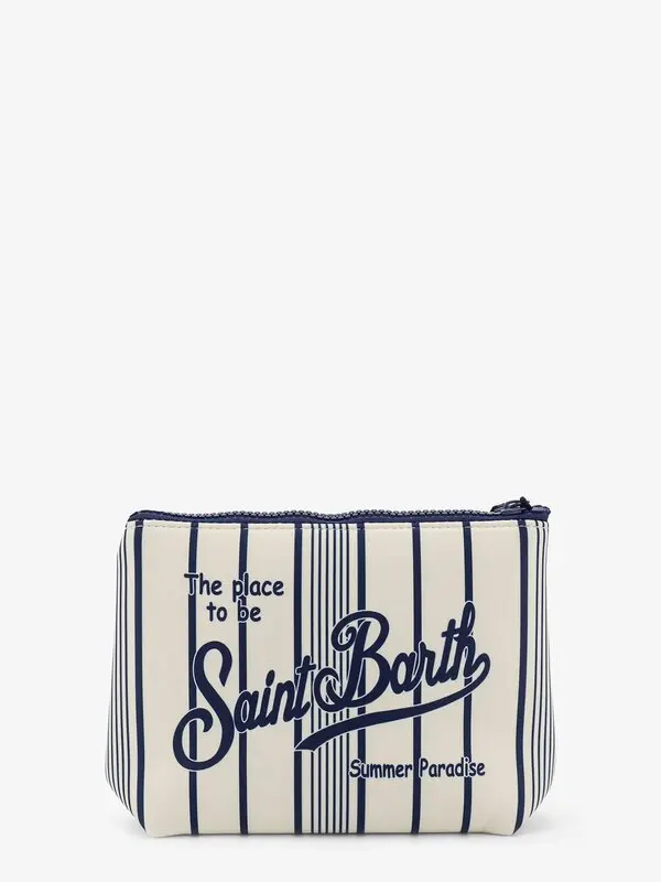 MC2 SAINT BARTH Aline Scuba Clutch With Striped Pattern And Grosgrain Side Tie