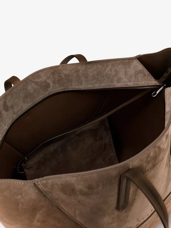 Brunello Cucinelli Bc Duo Suede Shoulder Bag With Engraved Logo