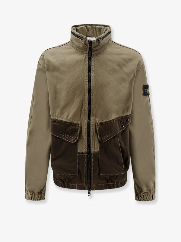 Stone Island Organic Cotton Jacket With Nylon Hood
