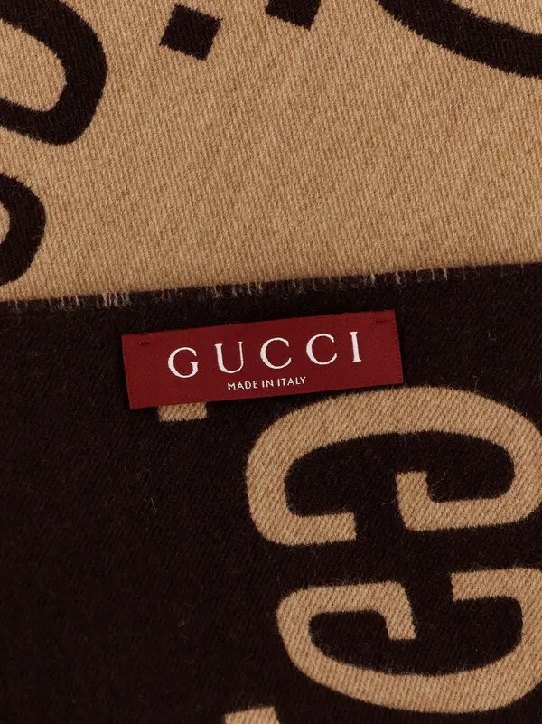 Gucci Wool And Silk Scarf With Gg Jacquard Motif