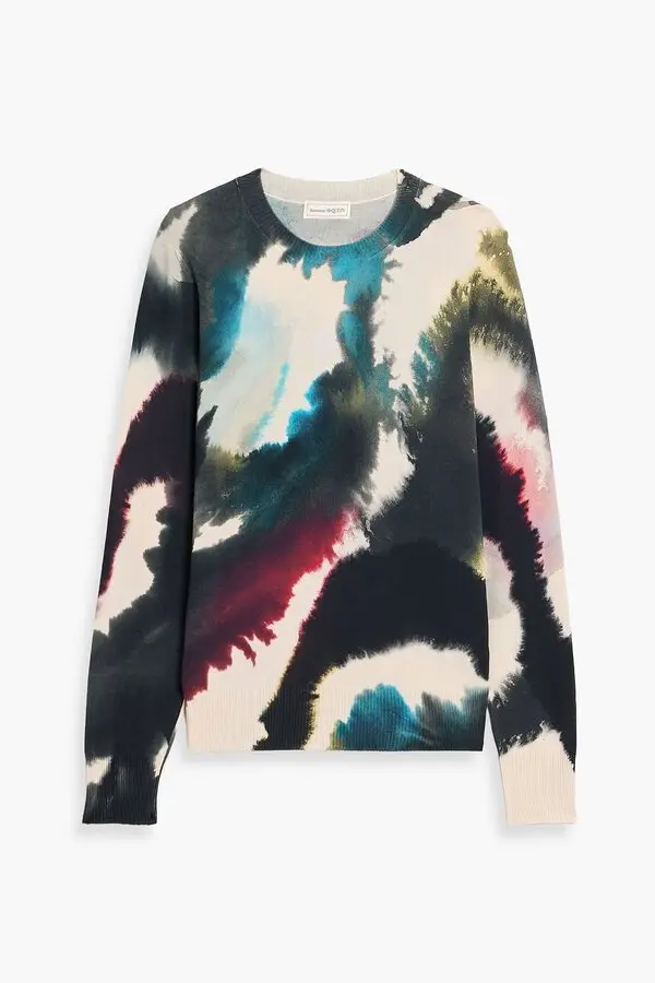 Alexander McQueen Tie-dye Cotton Sweater With Ribbed Trims - Multicolor