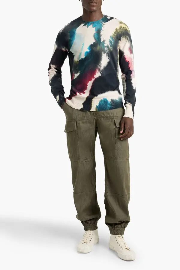 Alexander McQueen Tie-dye Cotton Sweater With Ribbed Trims