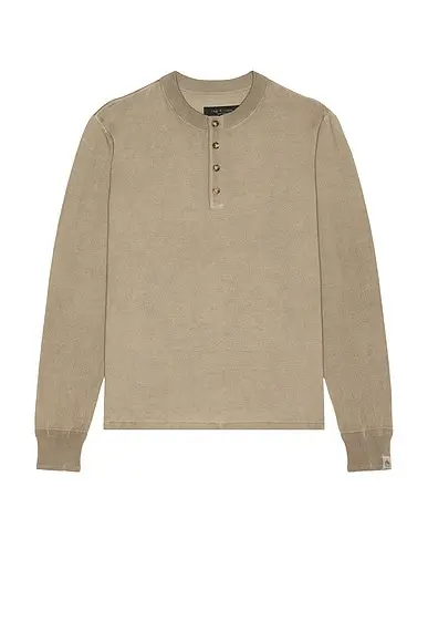 Rag & Bone Washed Supima Henley - Granite