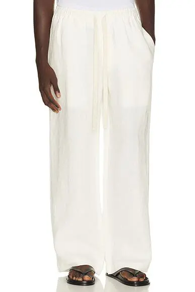 Commas Wide Leg Linen Trousers - White