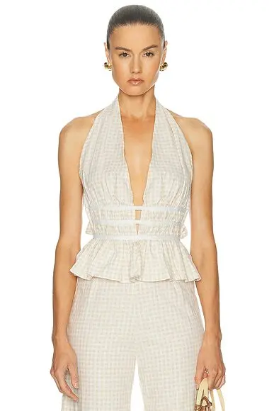 JUILLET Halter Neck Gingham Top