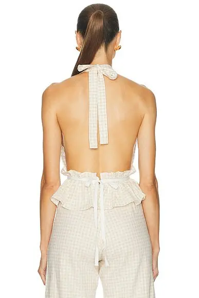 JUILLET Halter Neck Gingham Top