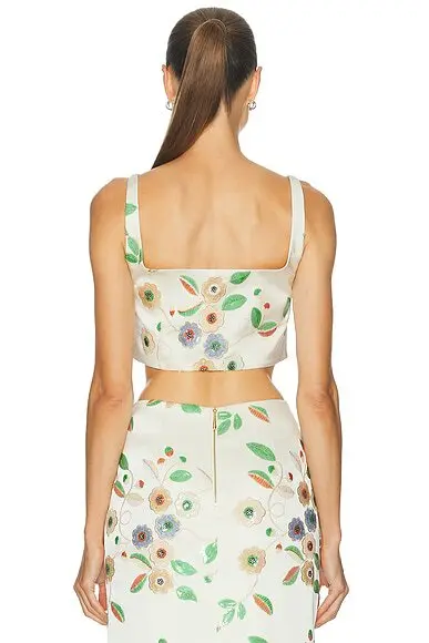 Alexis Jasmin Cropped Floral Sequined Top