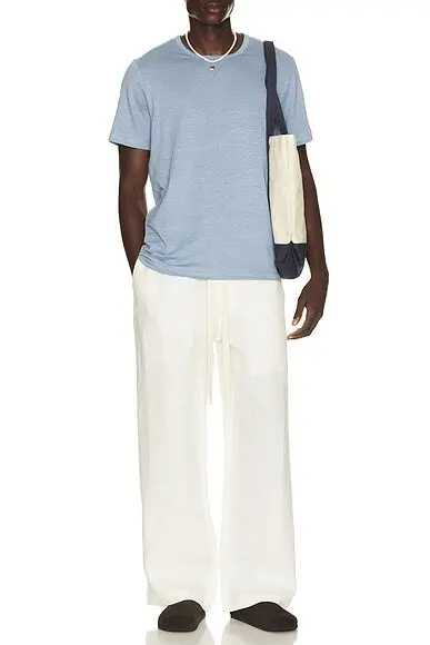Onia Stretch Linen Crewneck Tee Shirt - Soft Blue