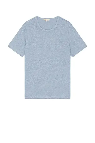 Onia Stretch Linen Crewneck Tee Shirt - Soft Blue